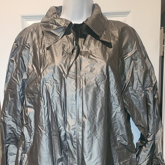 Jackets & Coats | Dark Grey Oversized Shiny Rain Jacket | Poshmark